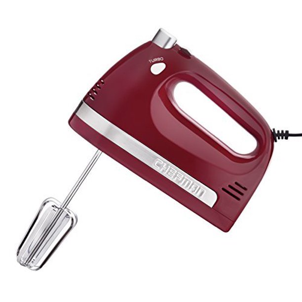 Chefman RJ17-V2 250-Watt 5-Speed Ultra Turbo Power Hand Mixer, Red ...
