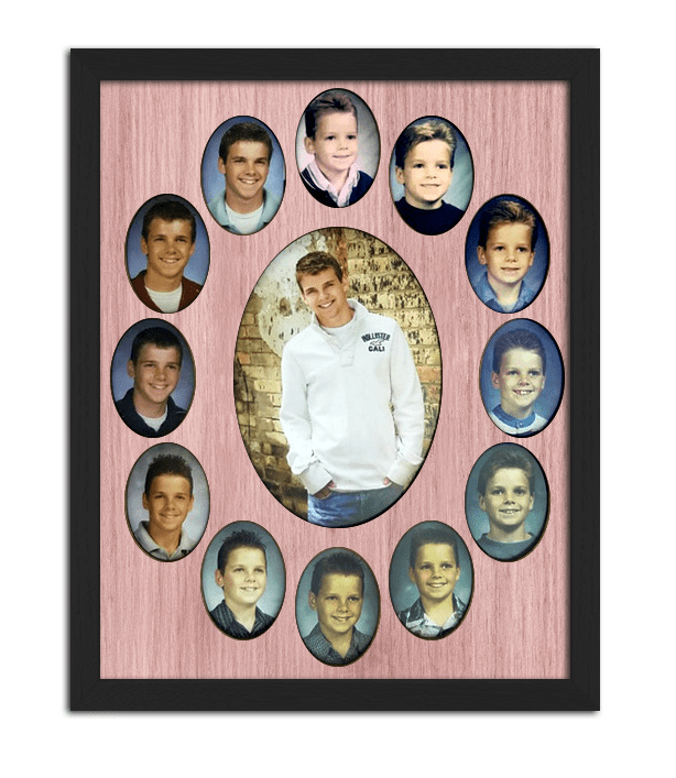 School Years Picture Frame - Oval Collage - Holds 2x3 Wallet Photos - K ...