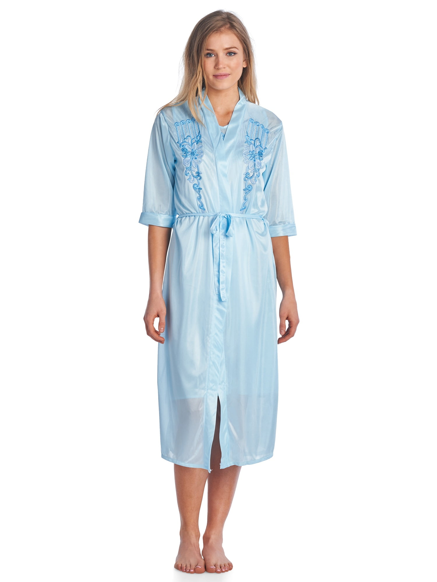 Casual Nights - Casual Nights Women's Satin 2 Piece Robe and Nightgown ...