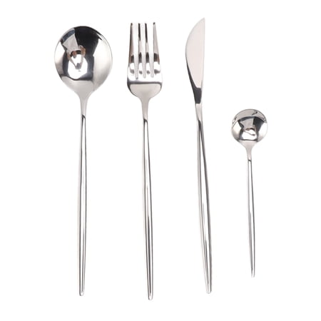4 Piece Flatware Set Mirror Polished Cutlery Utensil Set Restaurant ...