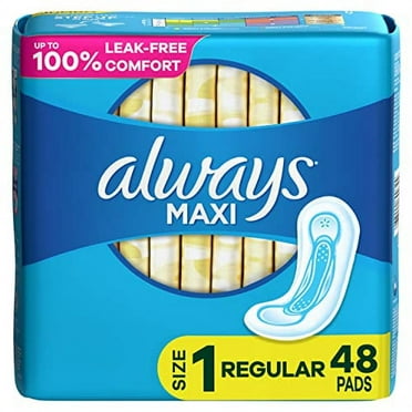 Always Maxi Size 2 Long Super Pads with Wings, Unscented, 45 Count ...