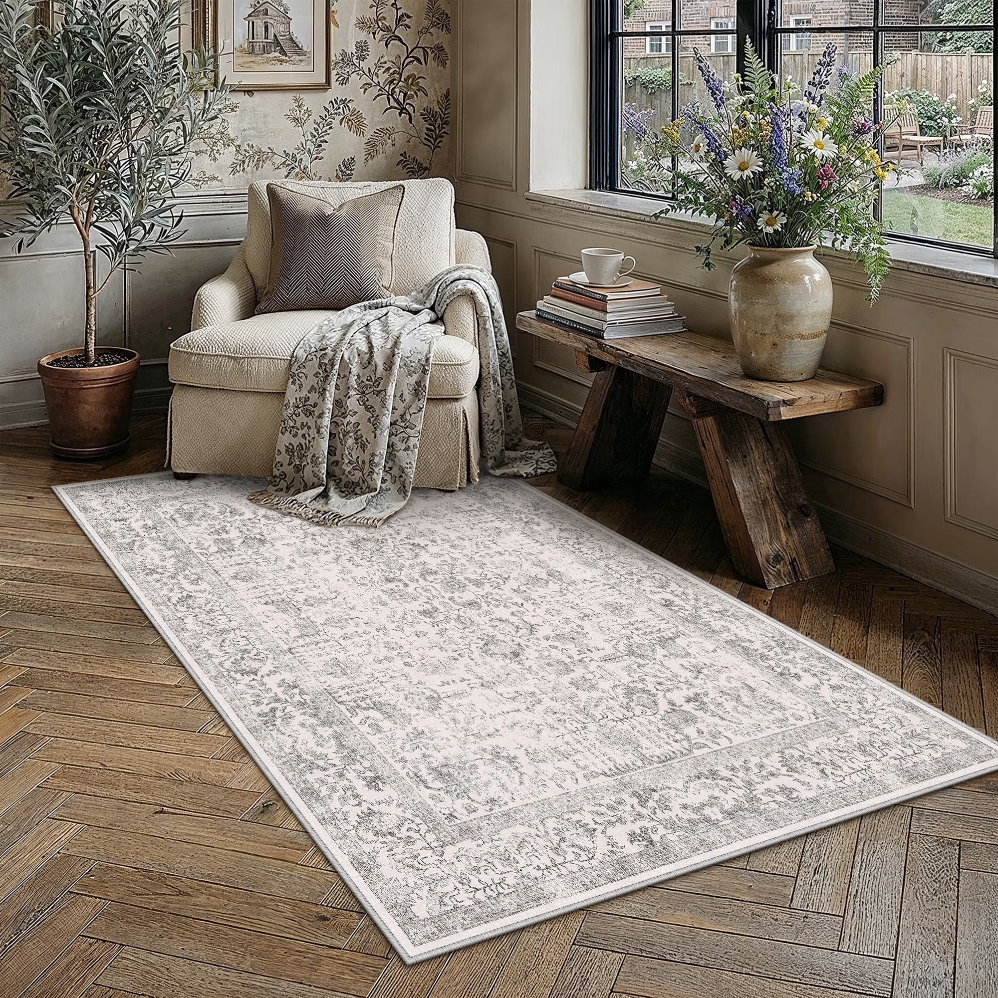 Click here for Berthmeer 3x5 Small Washable Gray Area Rugs For Be... prices