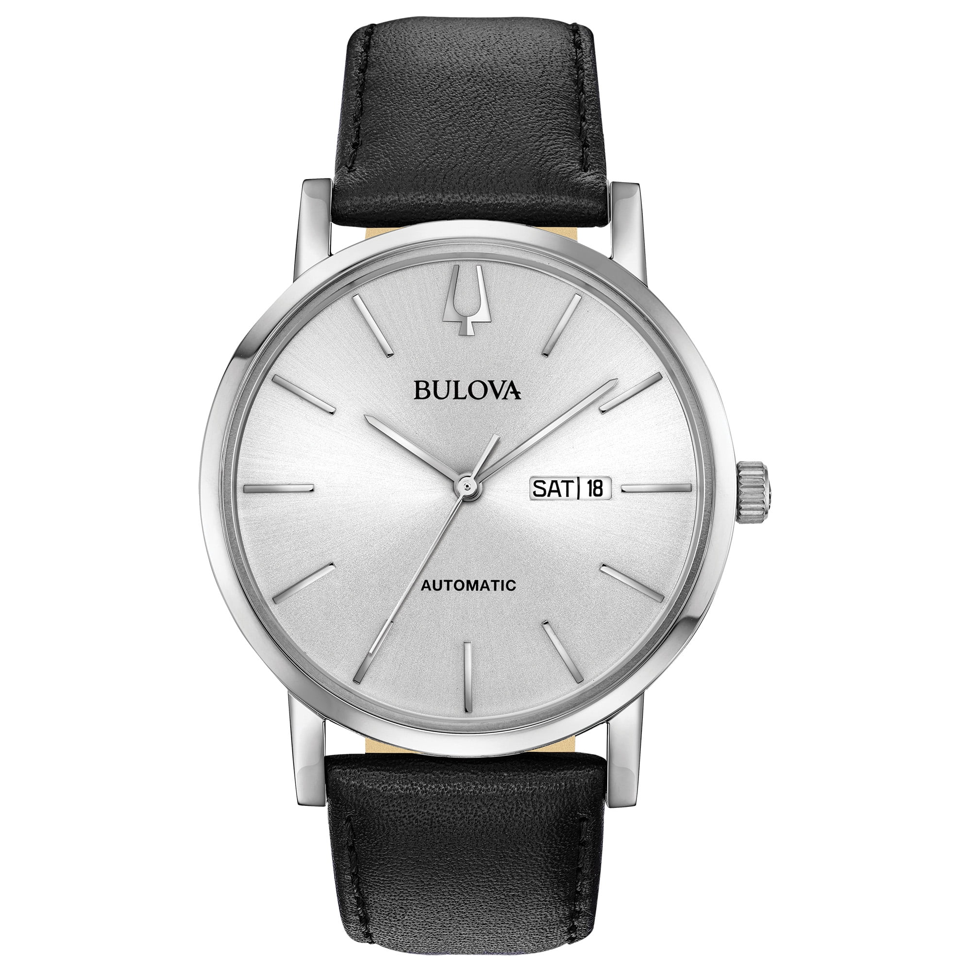 Bulova Men's Classic American Clipper Automatic Black Leather Strap ...