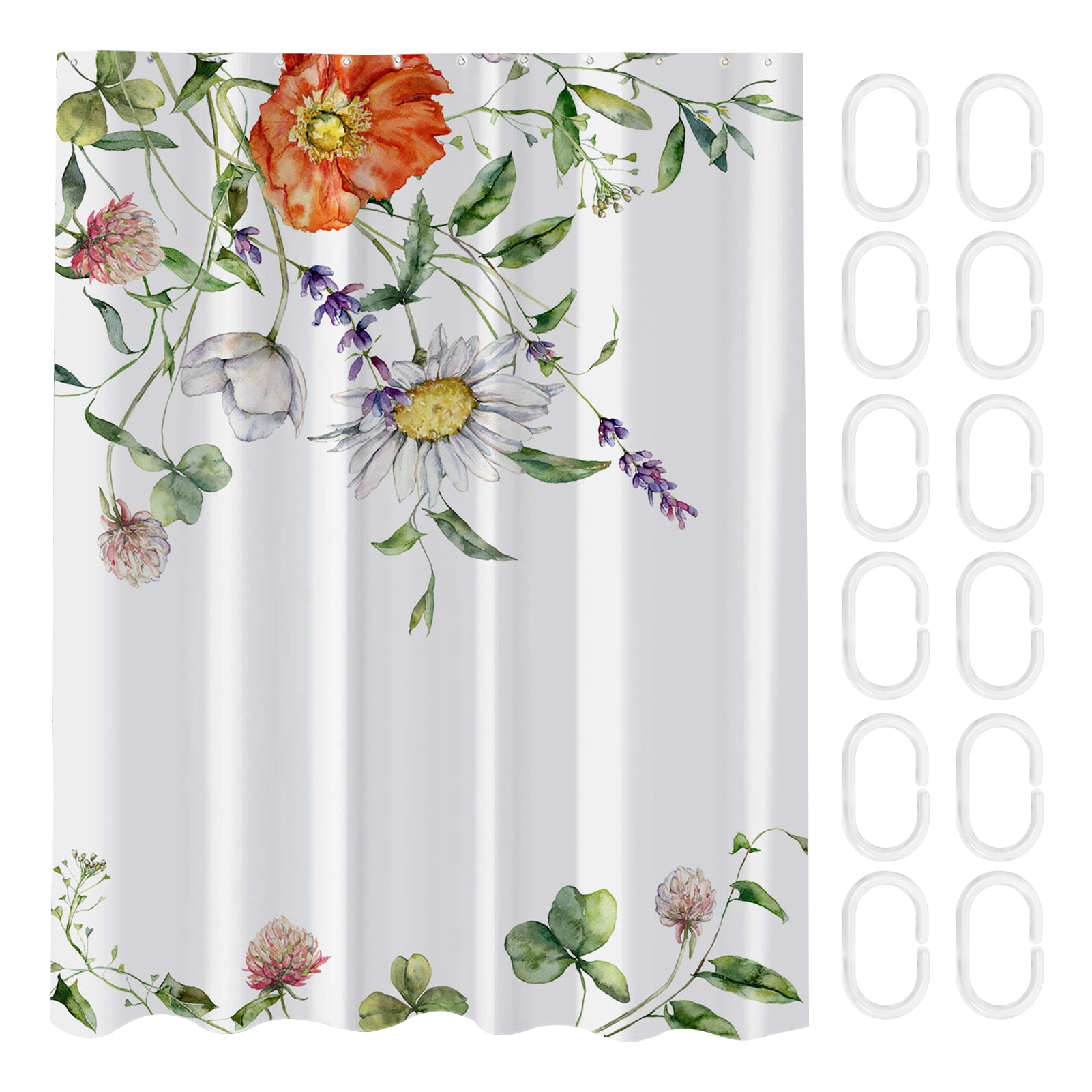 Shower Curtain  Hevirgo Green Leaf Pattern Shower Curtain Liner State-Of-The-Art Printing Shower Curtain Set With Hooks Waterproof Shower Curtains Gre