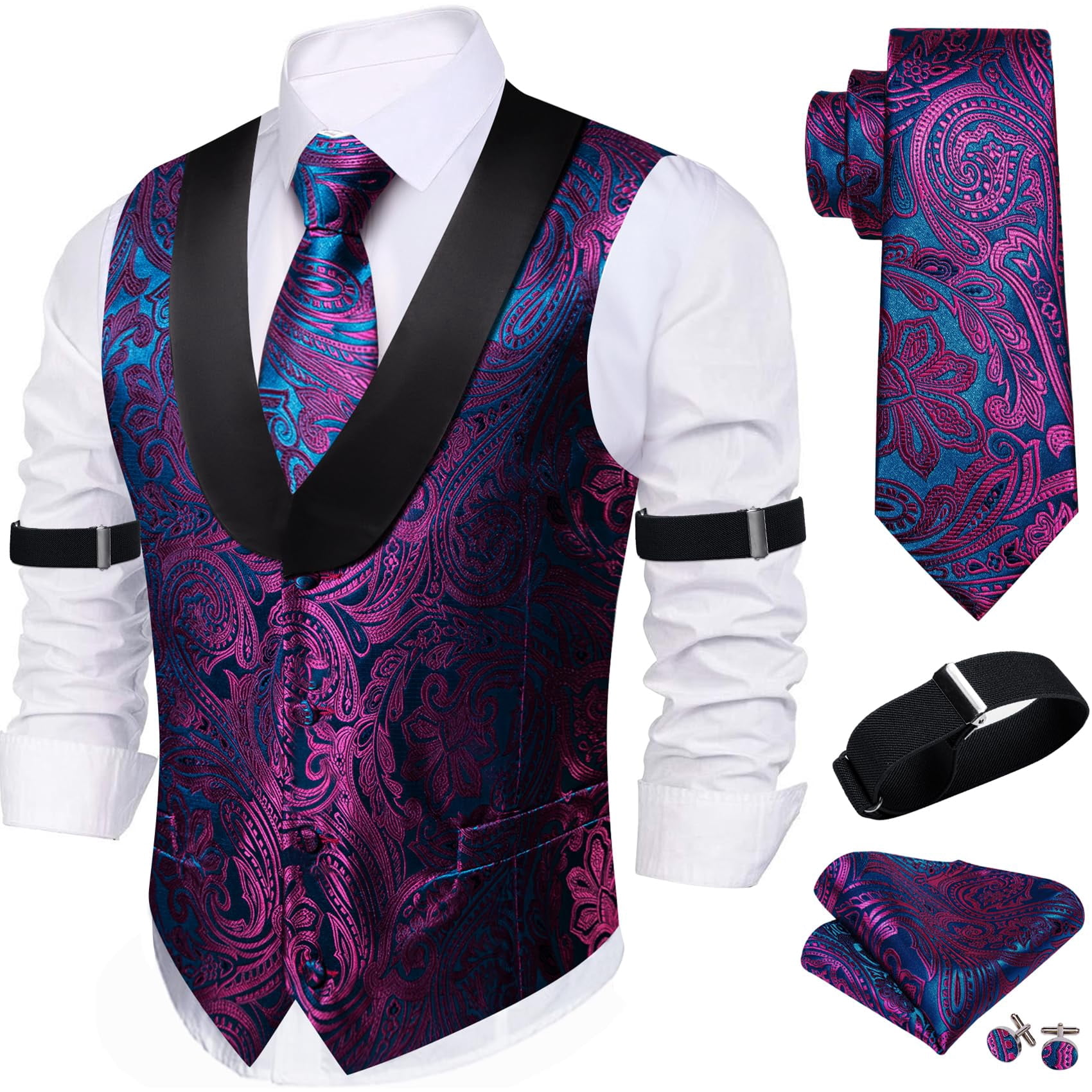 Chaleco Barry.Wang de seda para hombre con solapa, cuello tipo chal y ...