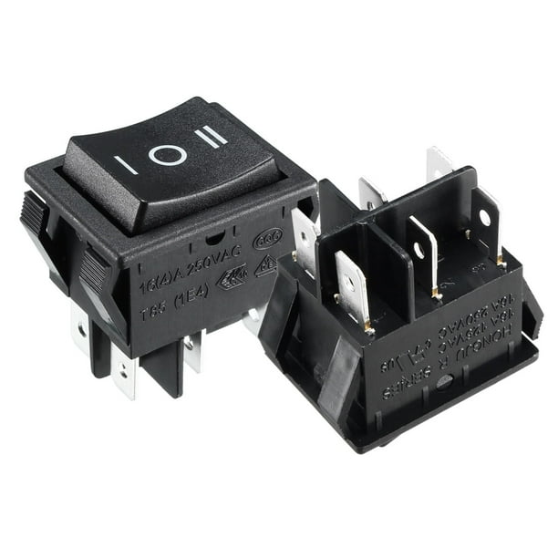 2Pcs AC 250V/15A 125V/20A 6 Terminals DPDT ON/OFF/ON Rocker Switch ...