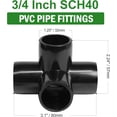 4 Way PVC Pipe Fittings 3/4 Inch, General Black PVC Elbow Corner Side ...