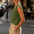 ClodeEU Women's Crew Neck Cap Sleeve Blouse,Casual Solid Color Basic ...