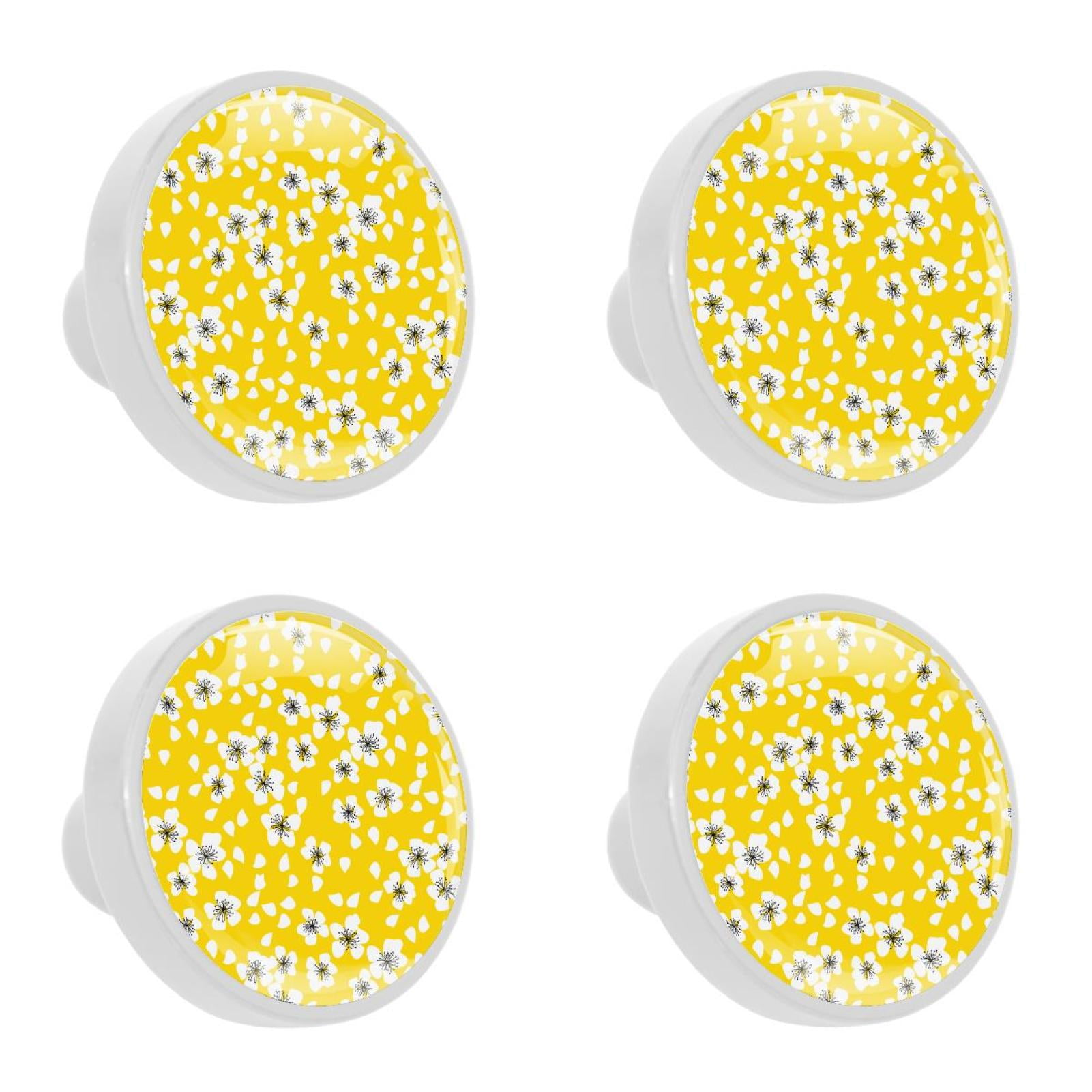 4 Pcs Blossom Yellow Knobs for Kitchen Cabinet Cupboard Dresser ...