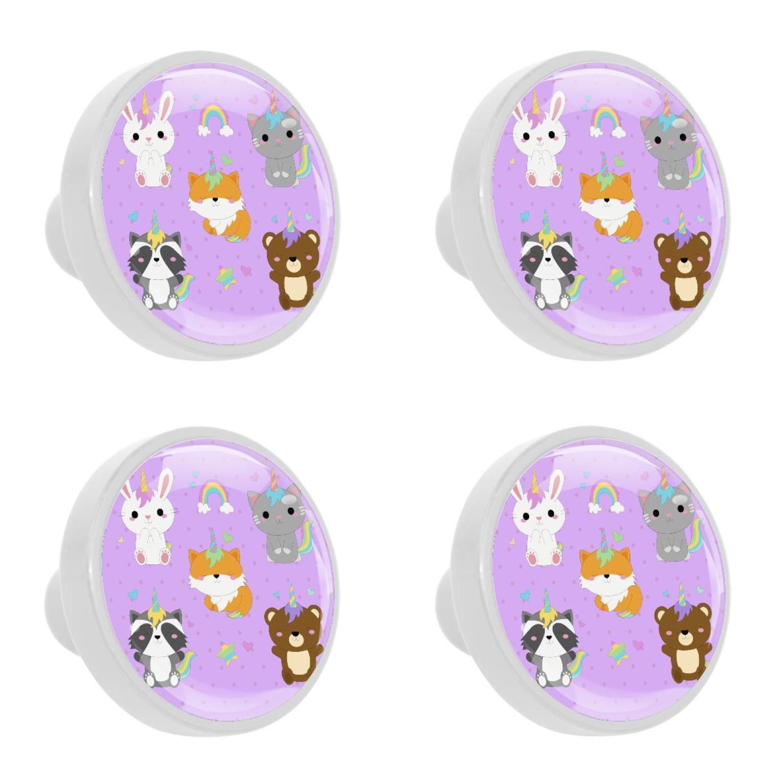 Ownta 4Pcs Kitchen Cabinet Knob Round Cute Style Unicorn Character ...
