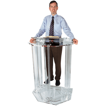 EQCOTWEA Church Podium Clear Transparent Lectern Acrylic Plexiglass ...