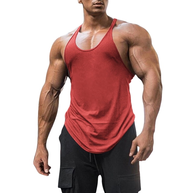 Sherrylily Men Cotton Workout Tank Tops Dry Fit Gym Bodybuilding ...