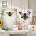 summer kitchen towels A picture of a bee flying over a field of flowers ...