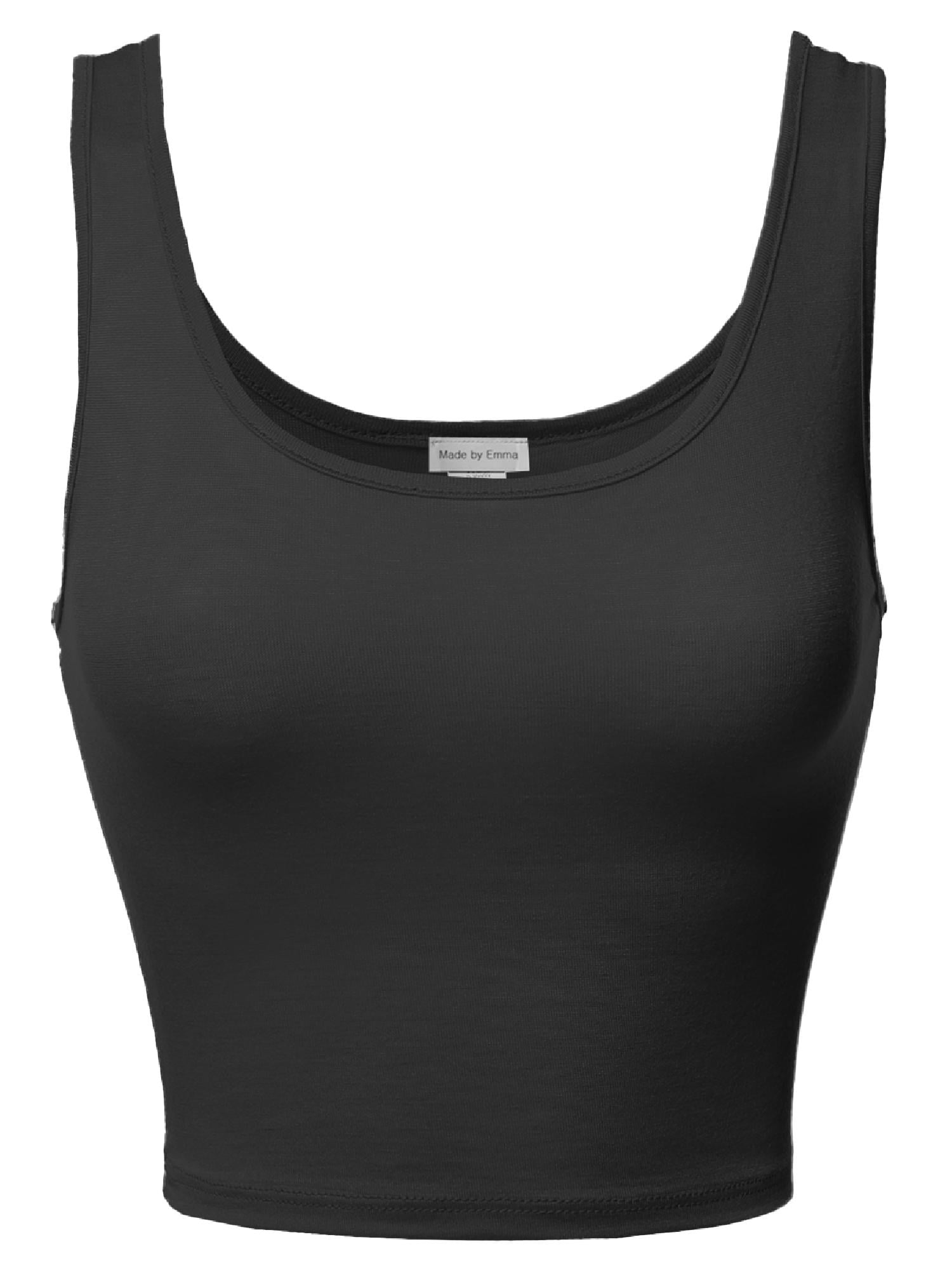 FashionOutfit Women's Junior Sized Basic Solid Sleeveless Crop Tank Top ...