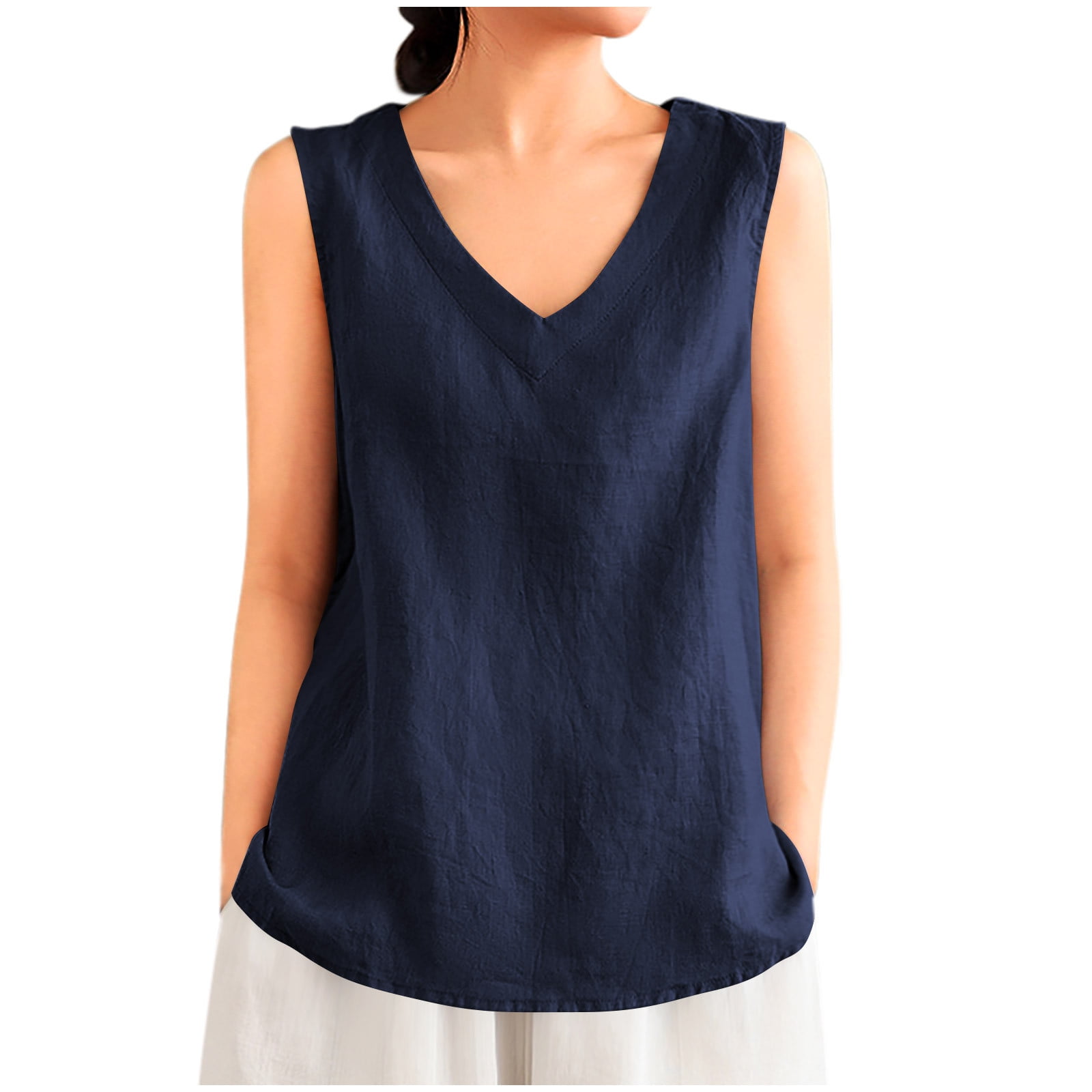 Click here for Vsssj Womens Cotton Linen Tank Tops V Neck Casual... prices