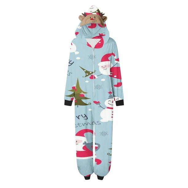 Birdeem Parent-child Christmas Set Printed Home Wear Hoodid Pajamas ...