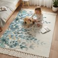 Bedroom Rug Carpet 3'x 5', Blue Eucalyptus Leaves Washable Floor Carpet ...