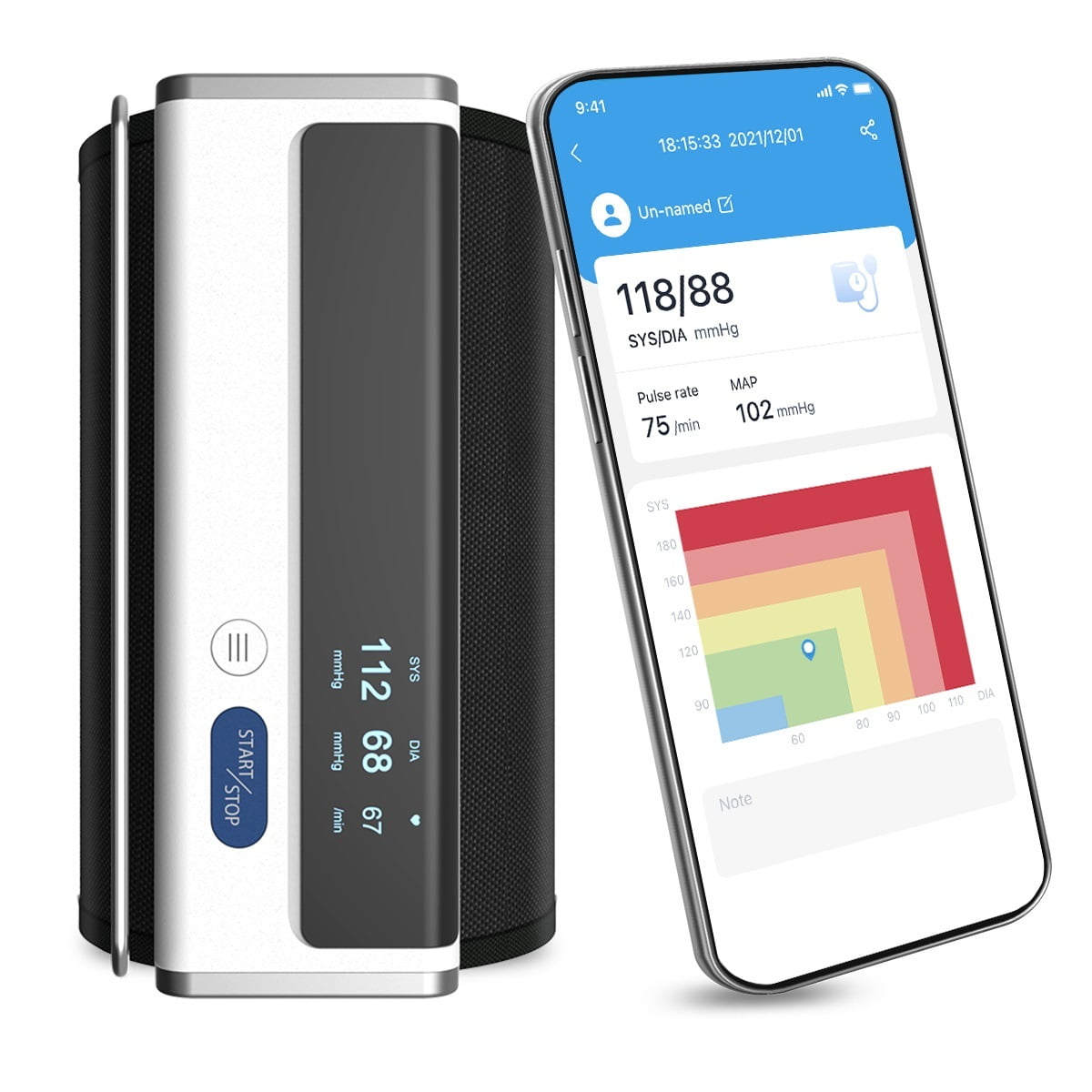 Wellue Blood Pressure Monitors,Automatic Upper Arm BP Machine with One ...