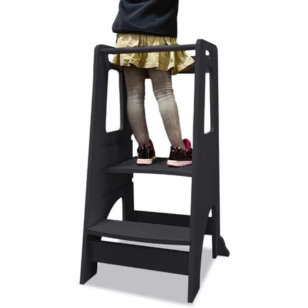 SJ LLC Kids Kitchen Helper Step Stool, Height Adjustable Standing ...