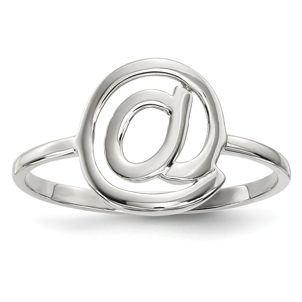 Solid 14k White Gold @ Symbol Ring Band Size 5 - Walmart.com