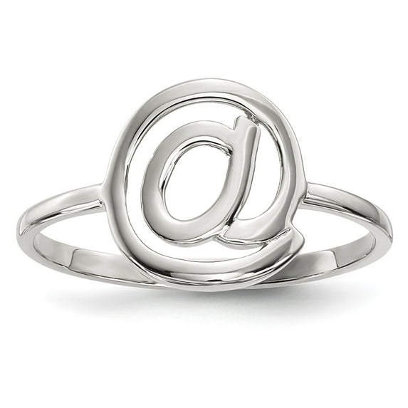 Solid 14k White Gold @ Symbol Ring Band Size 5 - Walmart.com
