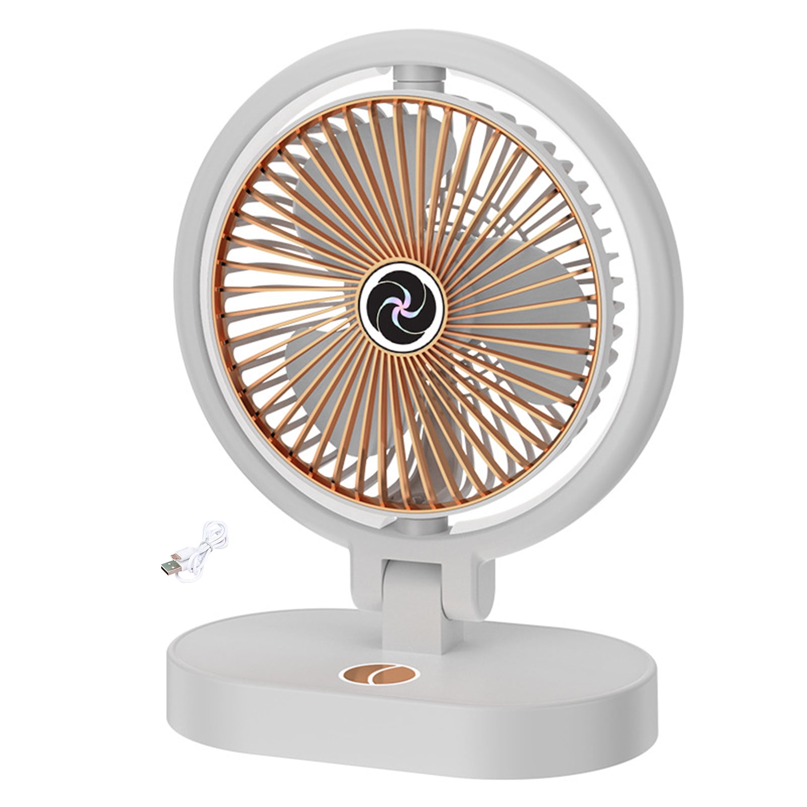 SSBSM 3-Speed Electric Desktop Fan with LED Light, Rechargeable ...