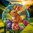 BAOPAI Easter Bunny Stained Glass Suncatcher with Floral and Egg ...
