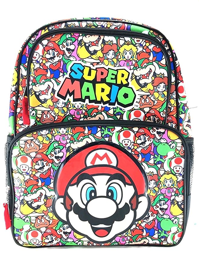 New 2017 Super Mario 16" Backpack with Face & All Over Printing ...