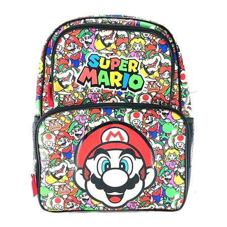 Nintendo - New 2017 Super Mario 16" Backpack with Face & All Over ...