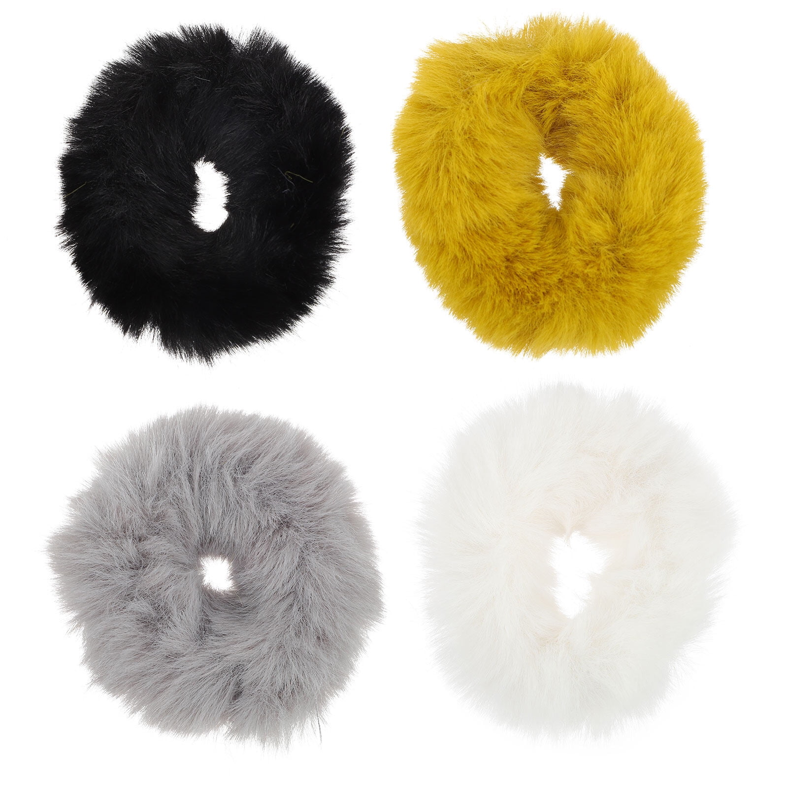 Homemaxs 4pcs Fuzzy Hair Holder Faux Fur Hair Scrunchy Hairstyle Holder ...