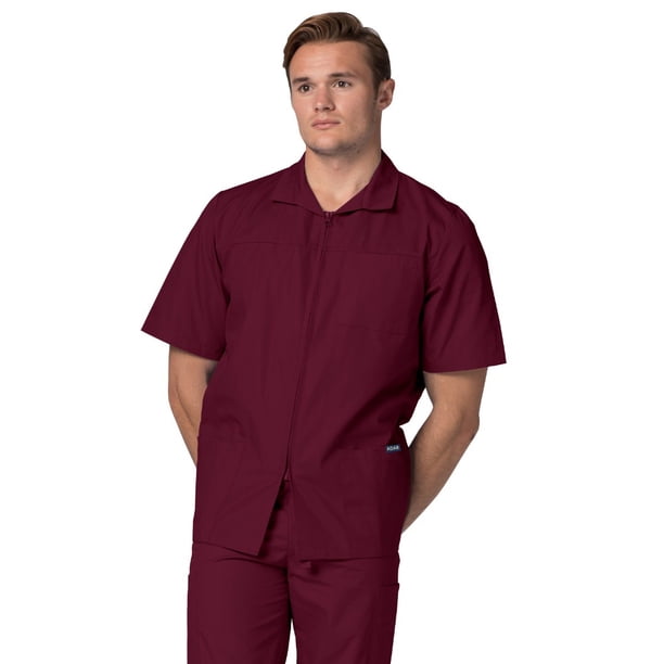 Adar Universal Scrubs For Men - Zippered Short Sleeved Scrub Jacket ...