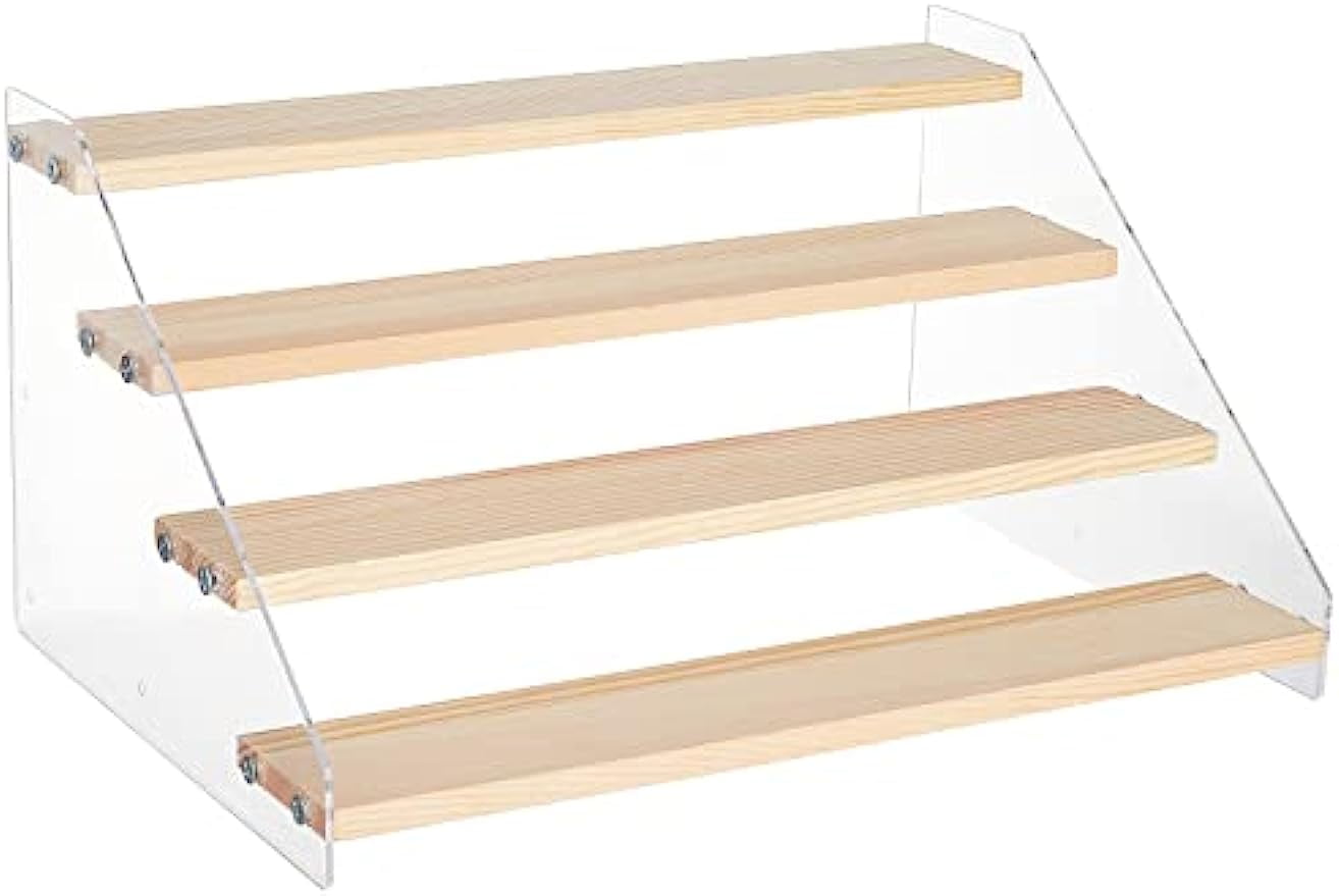 4 Tier Figure Display Stand Wood Display Stand Display Shelf Riser ...
