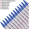 Blue Permanent Paint Markers Pens, 12 Pack Waterproof Oil-Based Paint ...
