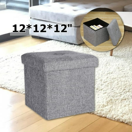 2-Pack Classics Gray Storage Ottoman Foldable 12" Square Foot Rest Bed ...