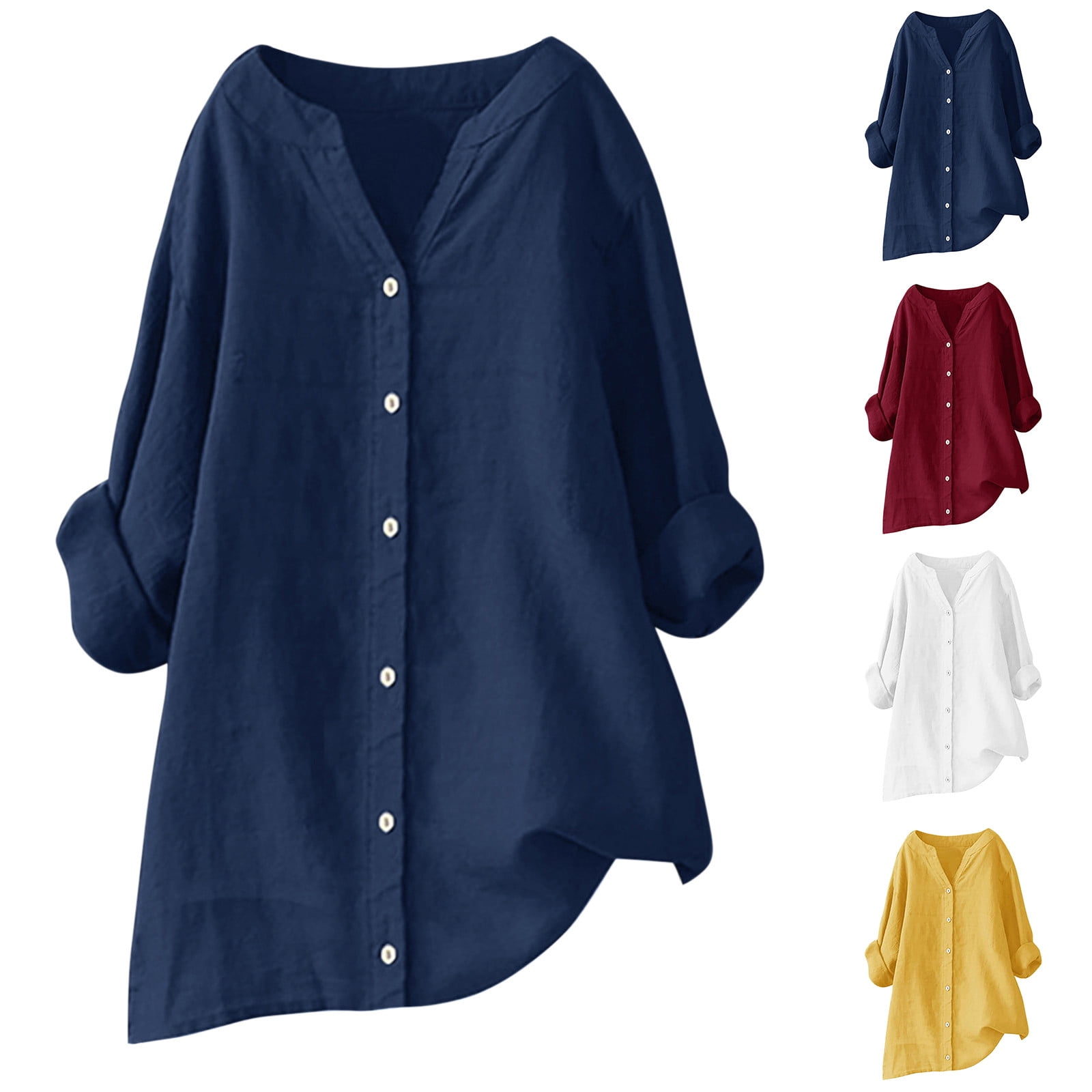 Click here for Eryao Womens Plus Size Long Sleeve Linen Shirts Su... prices