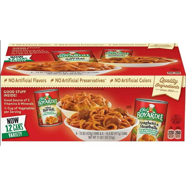 Chef Boyardee Microwavable Mini Ravioli and Spaghetti & Meatballs ...