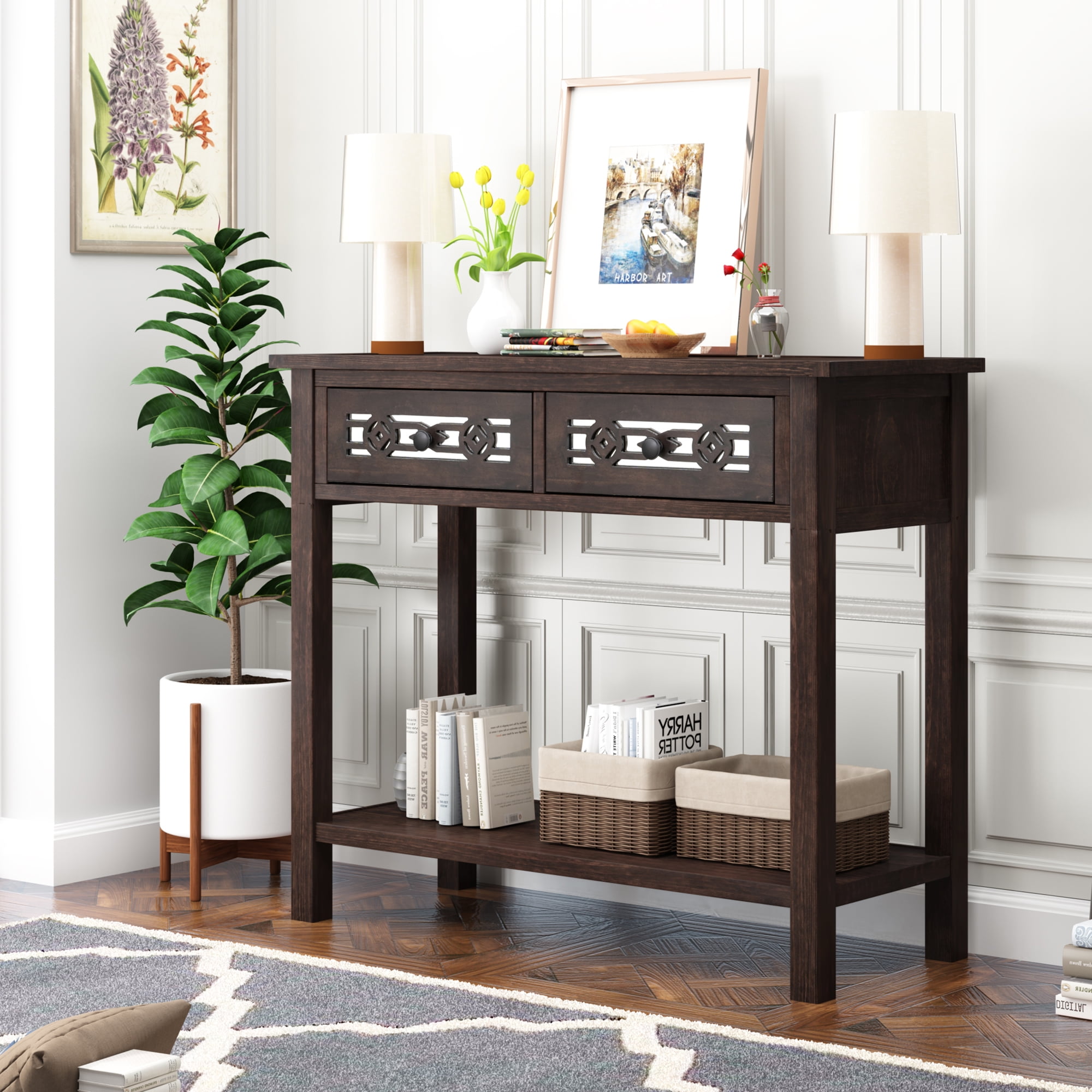 Modern Side Table, Long Narrow Console Table for Entryway, Home Side ...