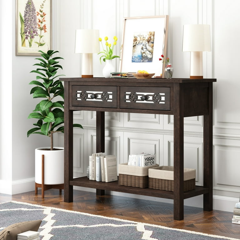 Espresso Sofa Table With Drawers | Baci Living Room