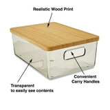 Pen+Gear Organizational Storage Box with Woodgrain Pattern Lid, Silver ...
