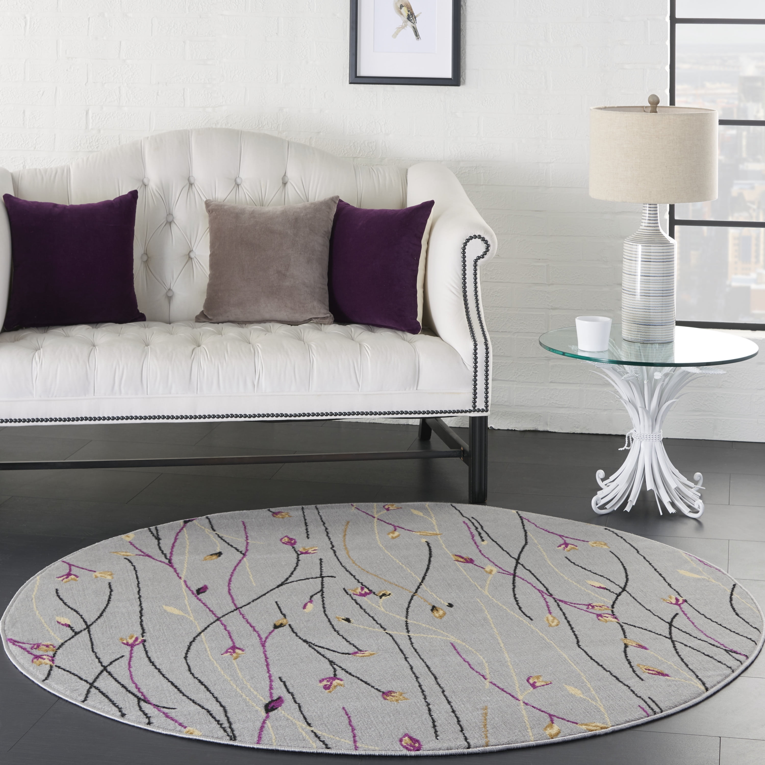 Eclectic Essentials Botanical Grey Area Rug - Walmart.com
