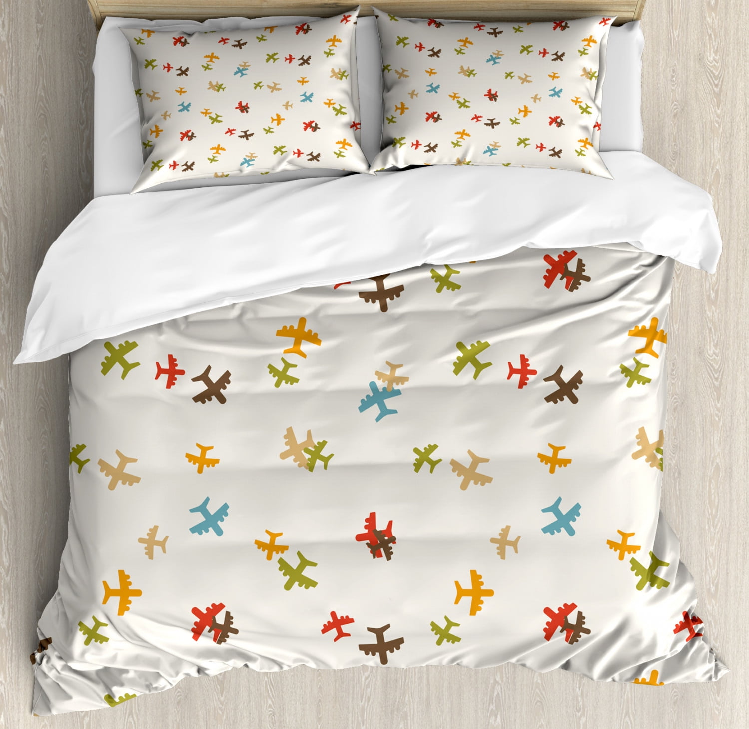 Airport Duvet Cover Set King Size, Minimal Design Pattern with Cute ...