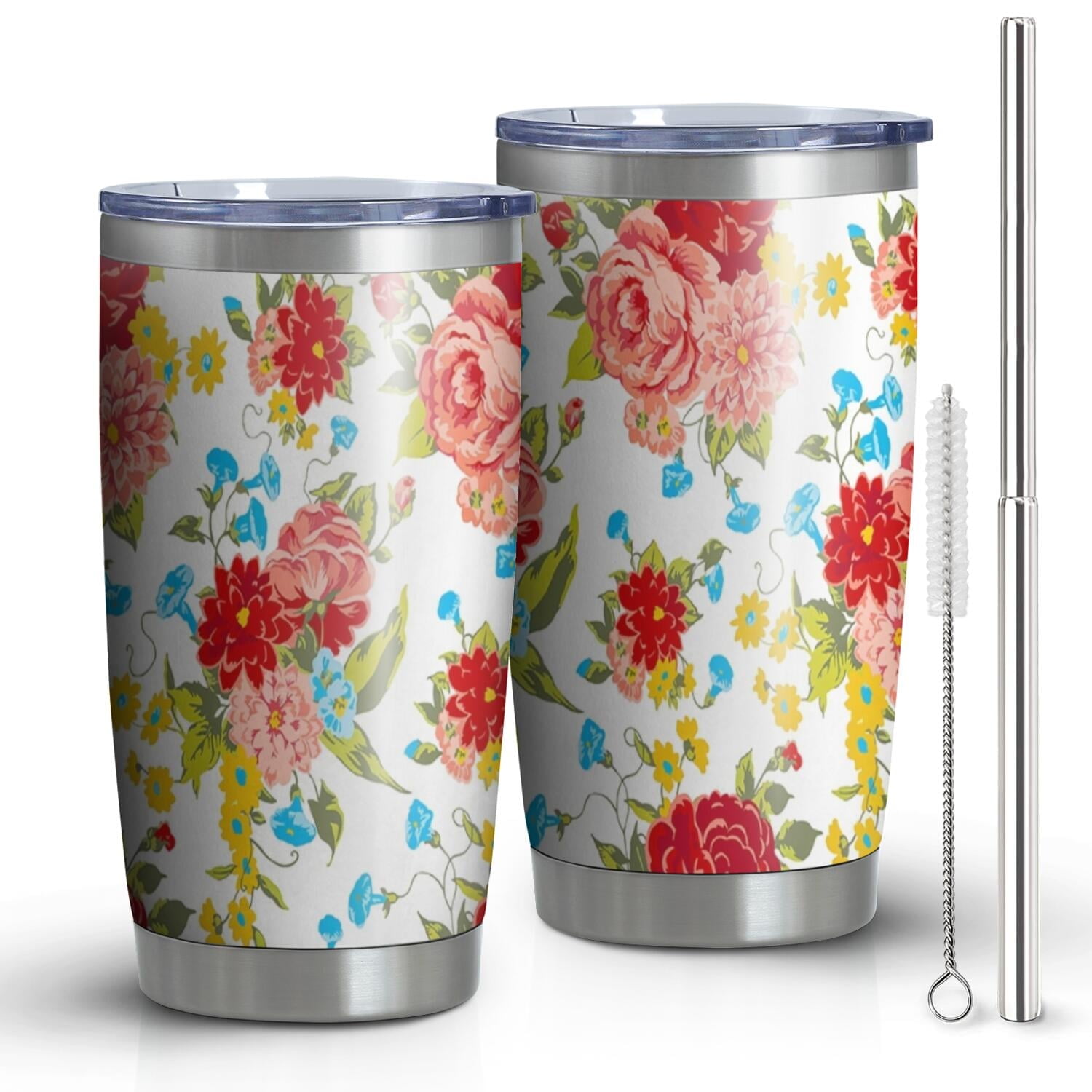 Click here for Aoselan Flower Tumbler With Lid And Straw 20 Oz St... prices
