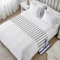 Blue Anchor Bed Runner Twin Size Costal Grey White Blue Stripes ...