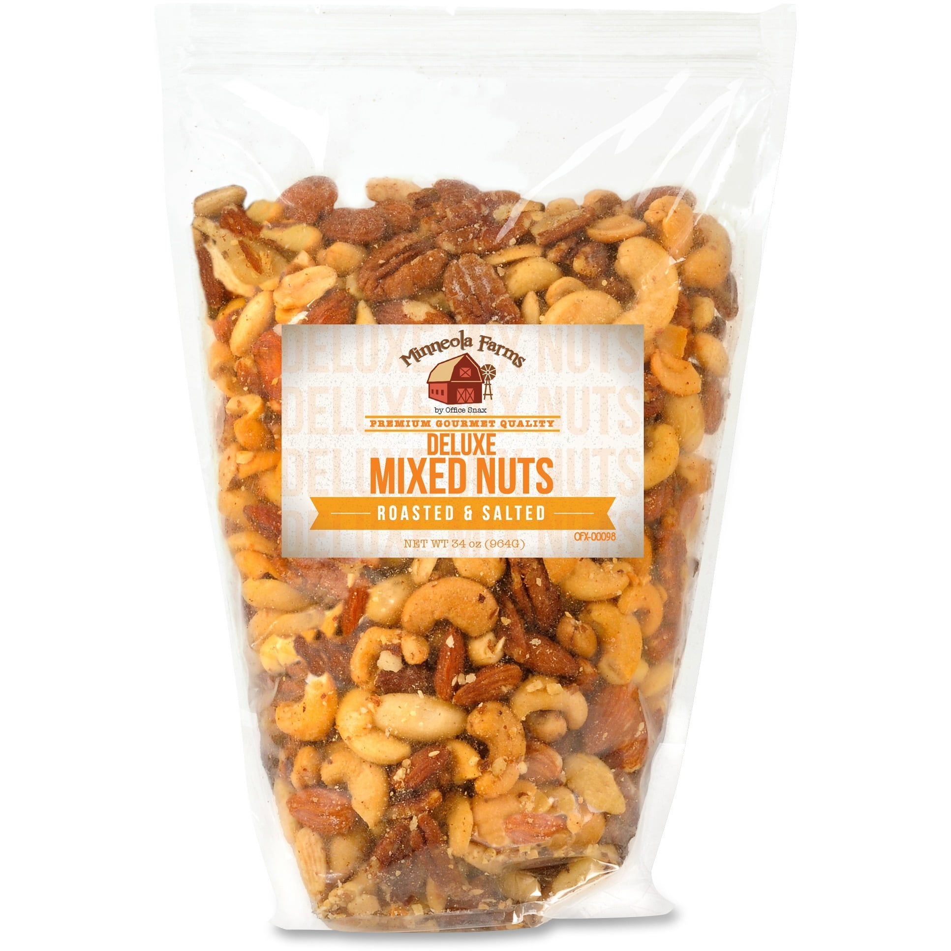 Office Snax, OFX00098, Roasted & Salted Deluxe Mixed Nuts, 1 Bag ...