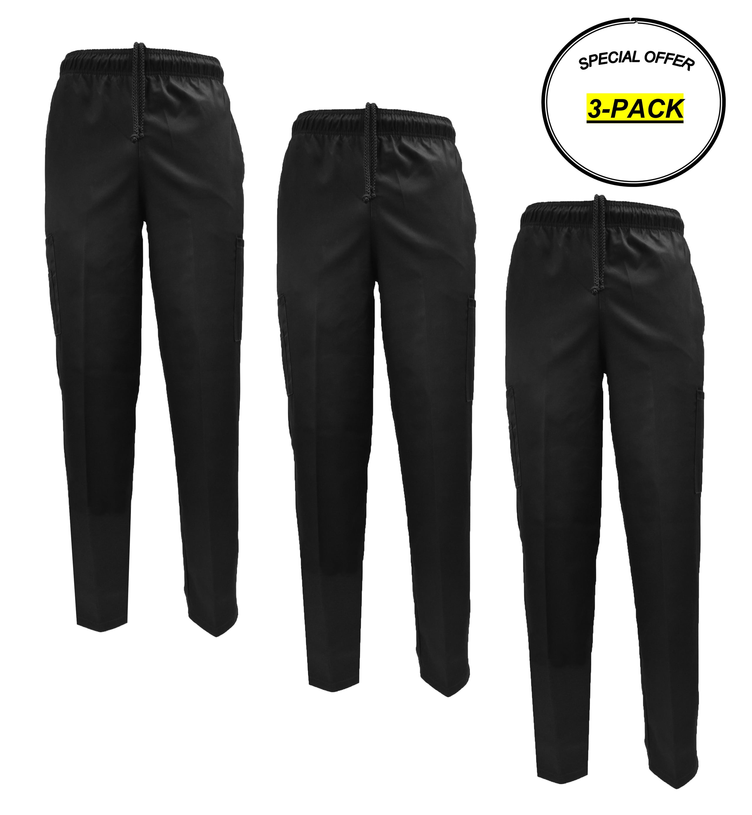NATURAL UNIFORMS BLACK CHEF PANTS QUANTITIES OF 1,3 AND 6 AVAILABLE ...