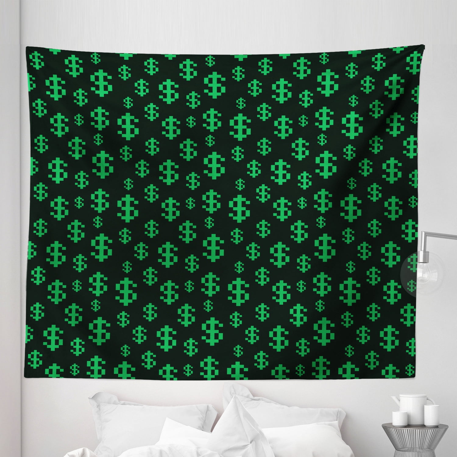Money Tapestry, Pixel Art Inspirations in Eighties Style Dollar Sign ...