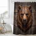 Carved Bear Head Bathroom Shower Curtains with 12 Hooks Polyester ...