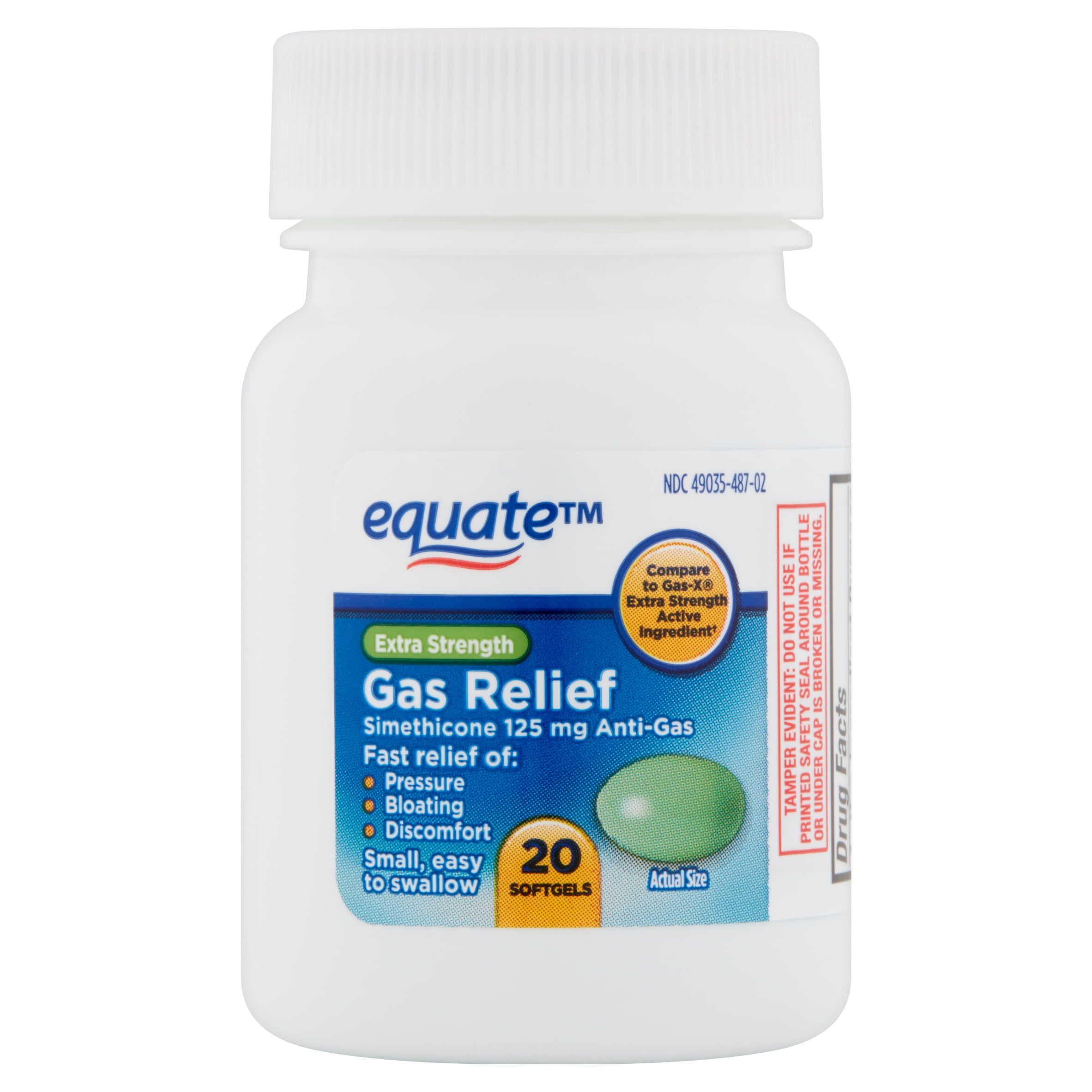 Equate Gas Relief, Extra Strength, Simethicone 125 Mg, 72 Softgels ...