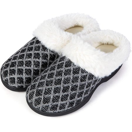 Roxoni Womens Cozy Memory Foam Slippers, Fuzzy Warm Faux Fur, Indoor ...