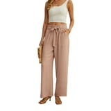 JWD Wide Leg Pants, High Waist, Adjustable Knot, Pockets, Breathable ...